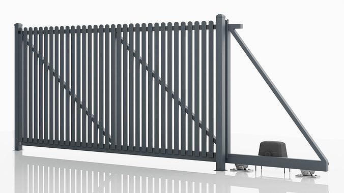 Aluminum Electric Sliding Gate - Model 3 - 3D model | CGTrader