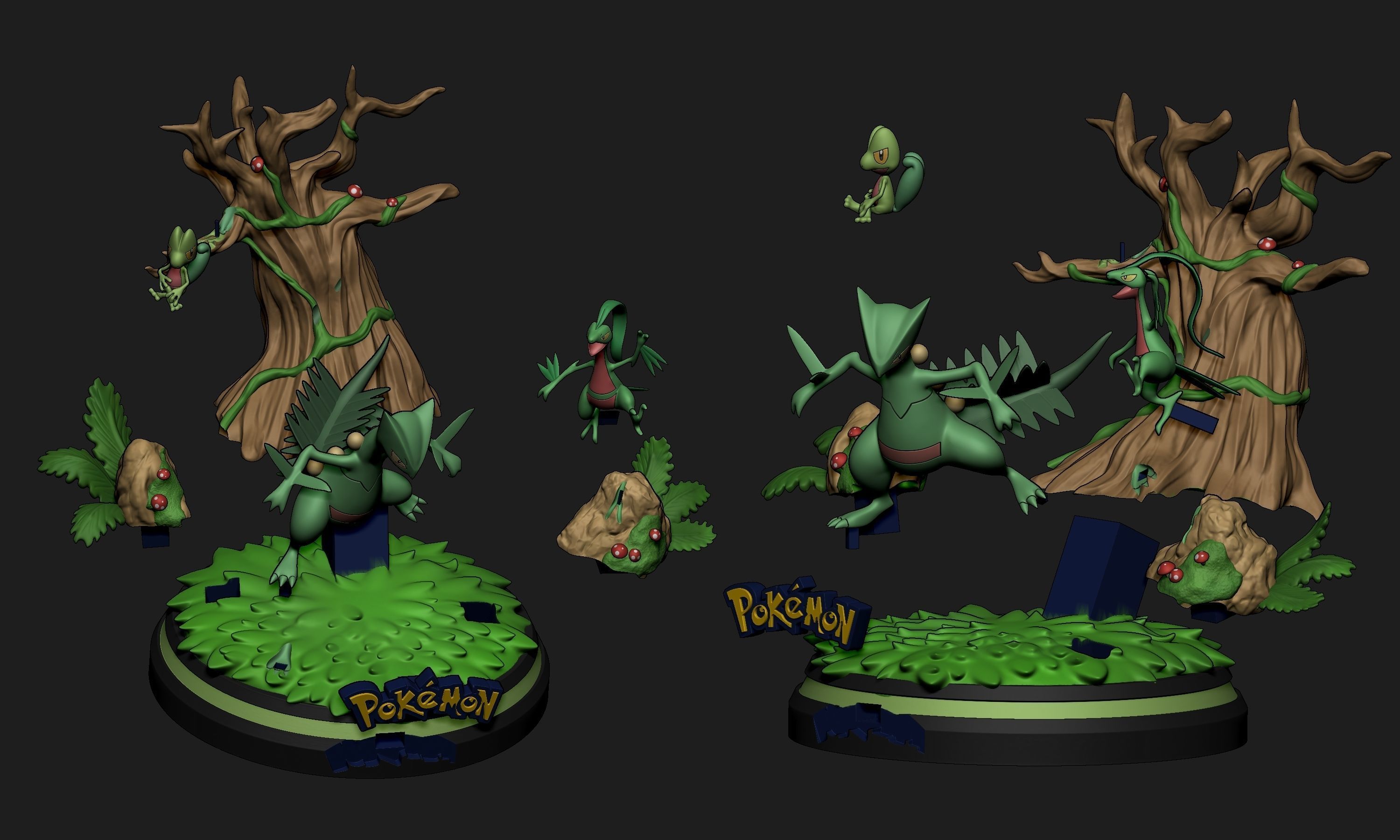 Pokemon - Sceptile Line Diorama 3D model 3D printable | CGTrader