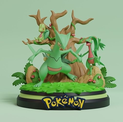 Pokemon - Sceptile Line Diorama 3D model 3D printable | CGTrader