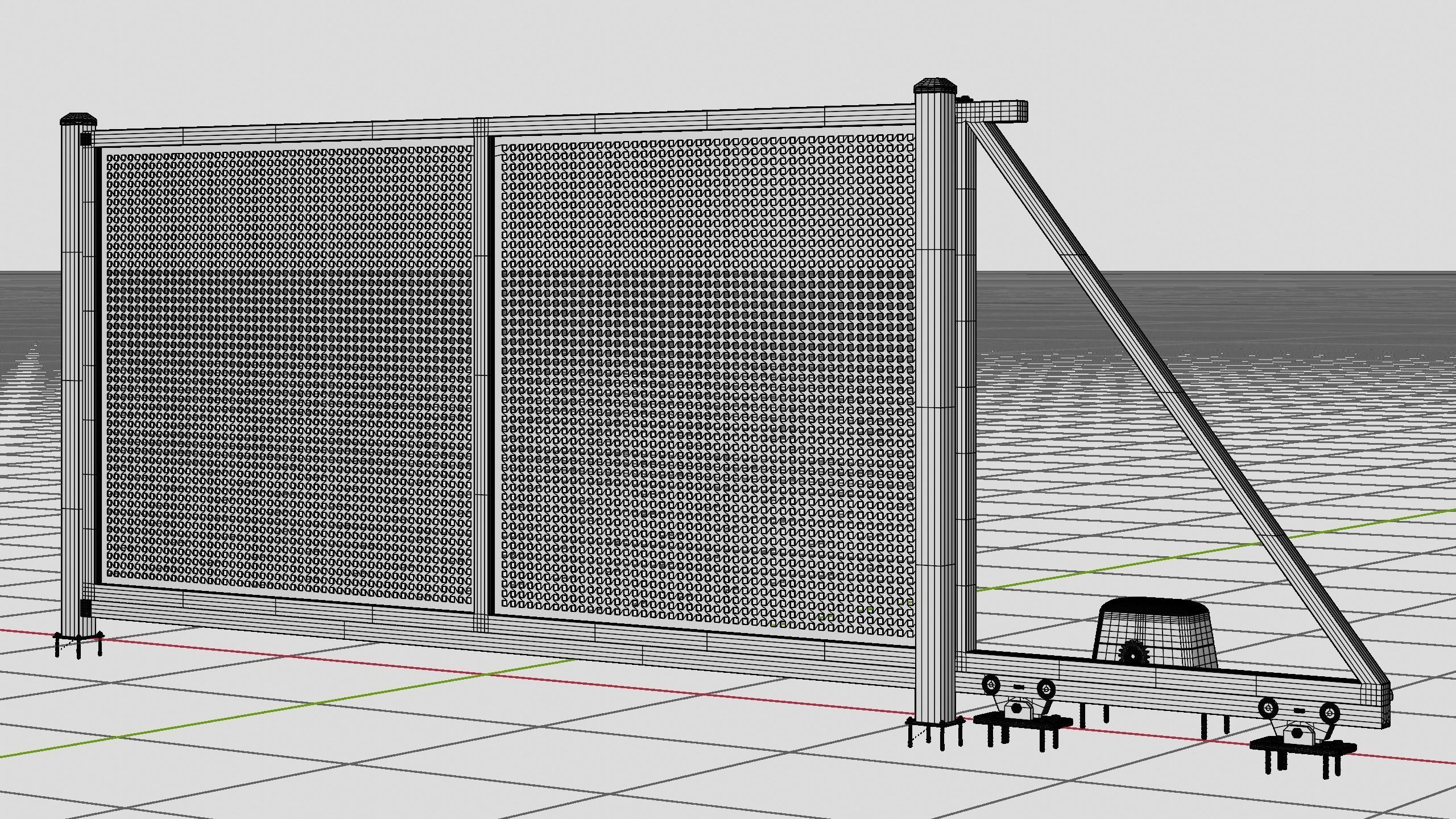 Aluminum Electric Sliding Gate - Model 5 - 3D model | CGTrader