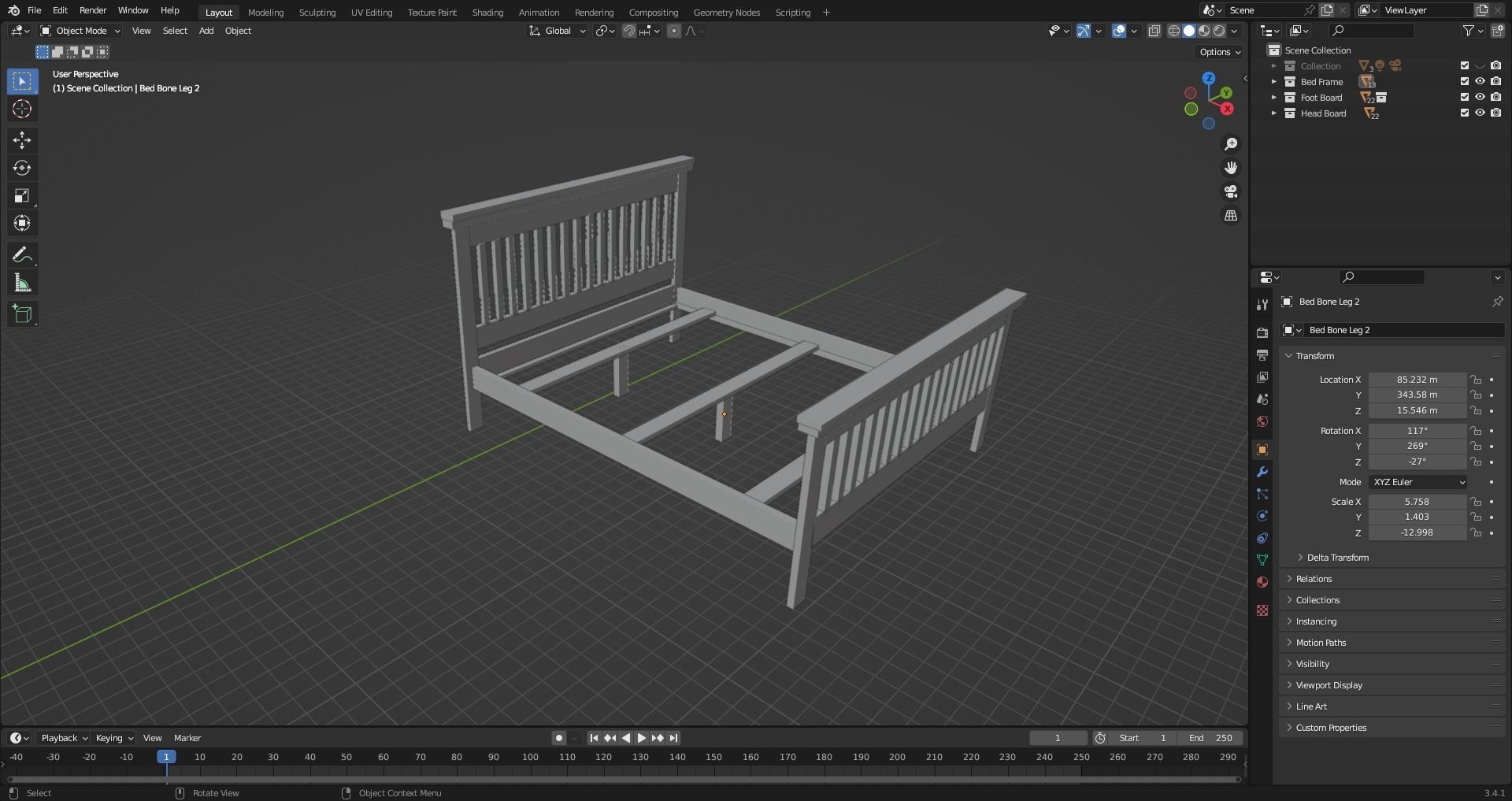 Basic Bed Frame 3D model | CGTrader
