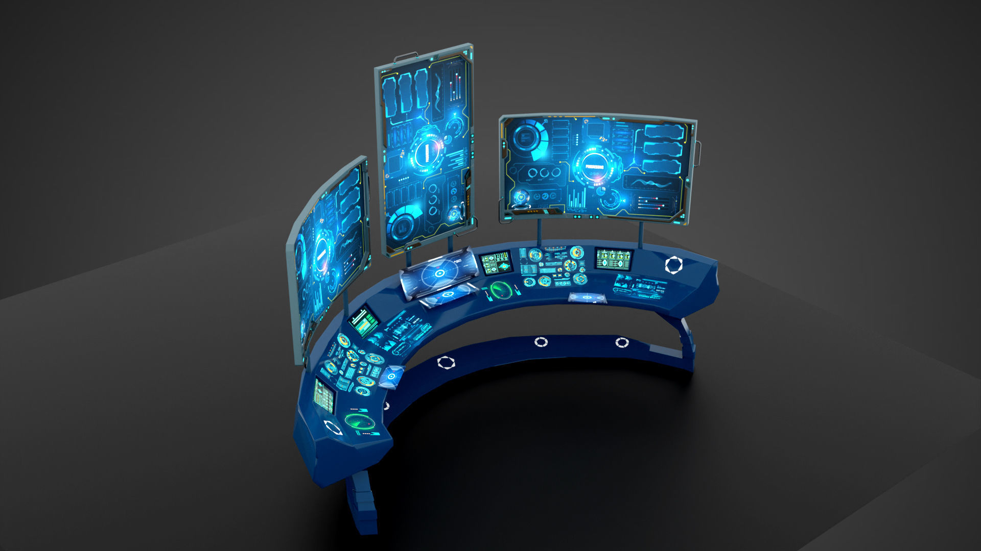 3D model SciFi Computer Table VR / AR / low-poly | CGTrader