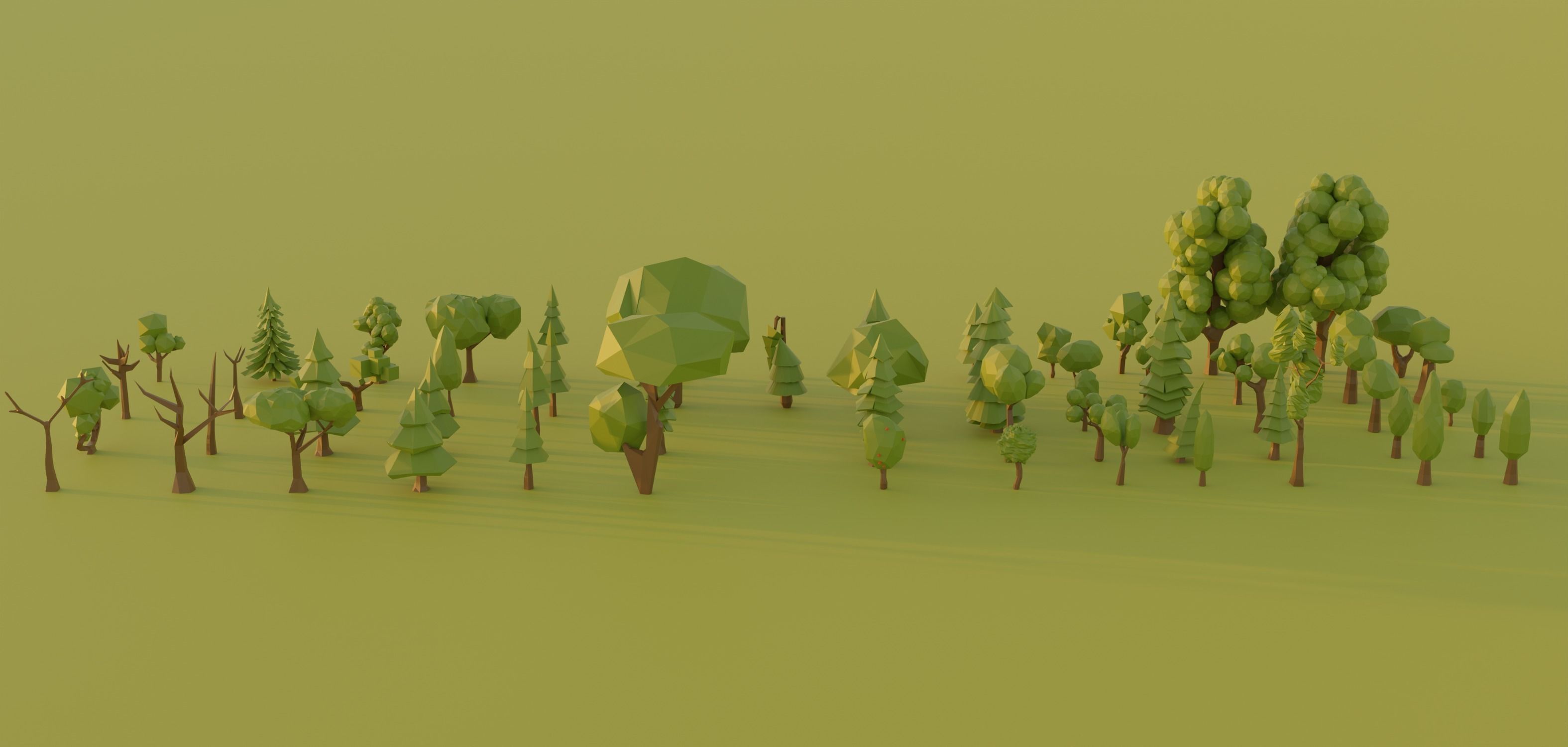 3D model Pack of 63 Trees with 189 Variants VR / AR / low-poly | CGTrader