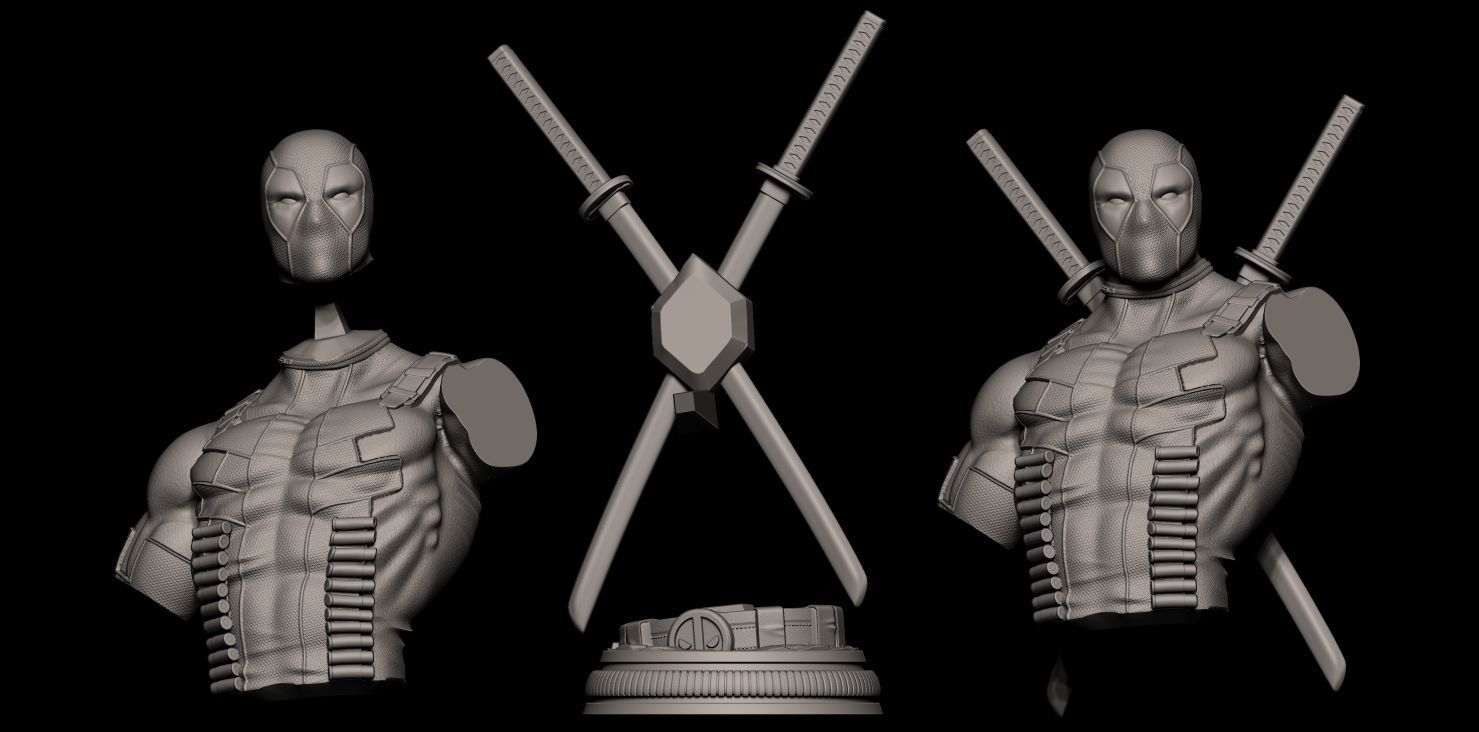 Fan Art Deadpool - BUST 3D model 3D printable | CGTrader