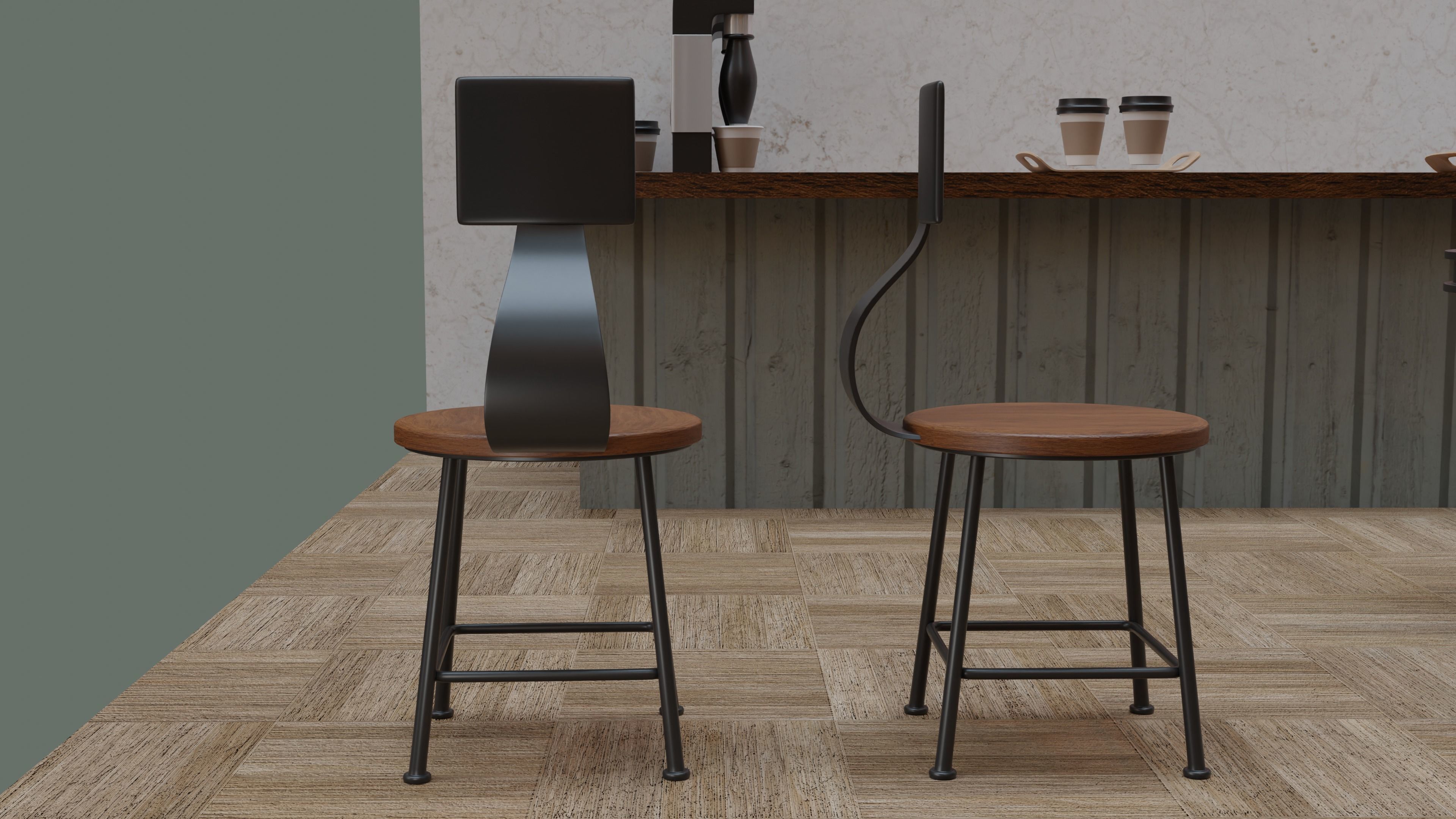3D model Coffee Shop Chair and Table VR / AR / low-poly | CGTrader