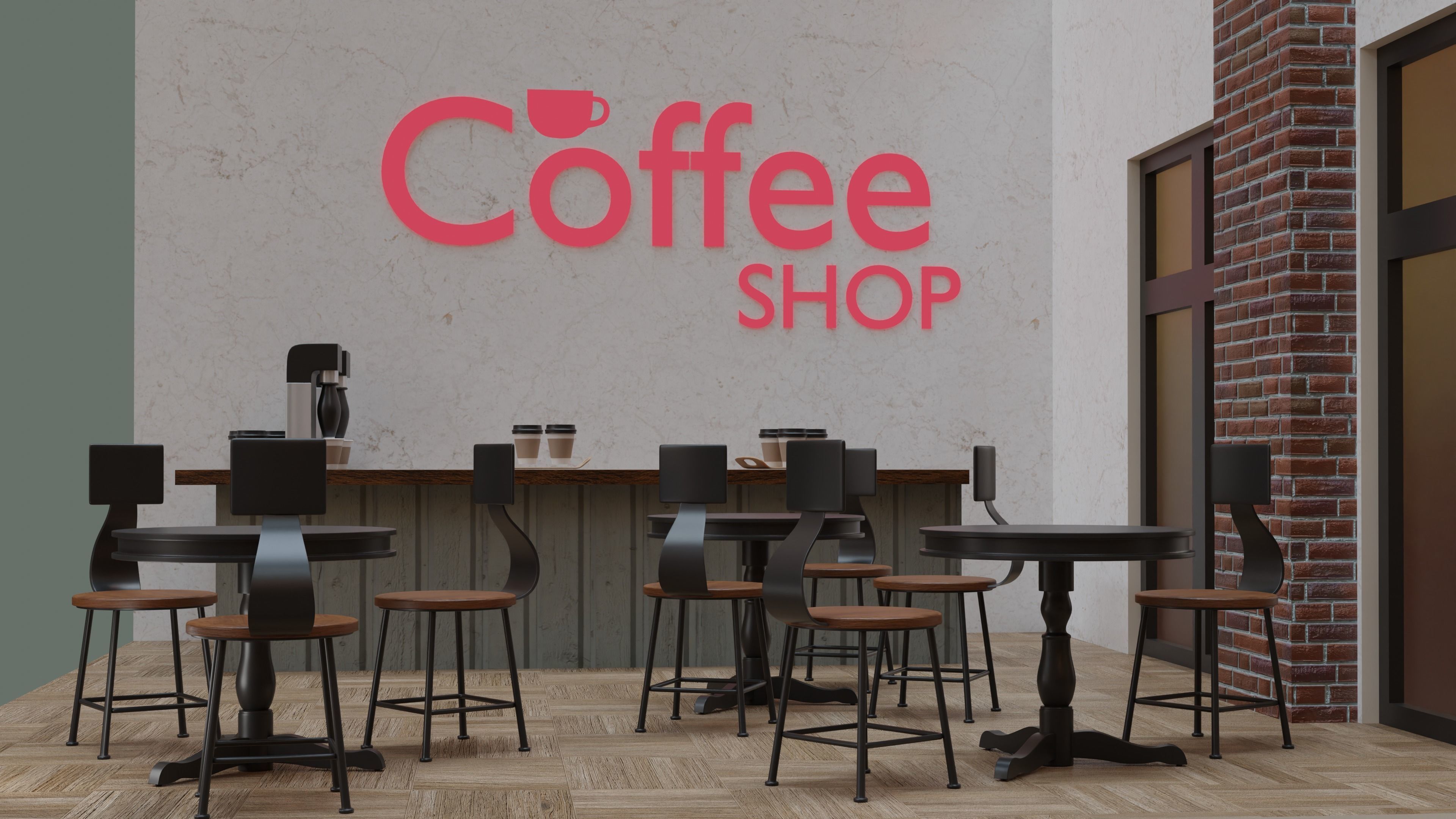 3D model Coffee Shop Chair and Table VR / AR / low-poly | CGTrader
