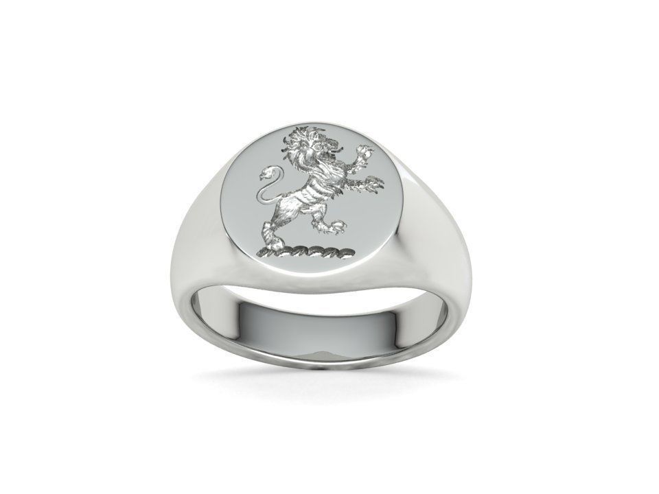 Scottish Rampant Lion Signet Ring Round Top Signet Ring 3D model 3D ...