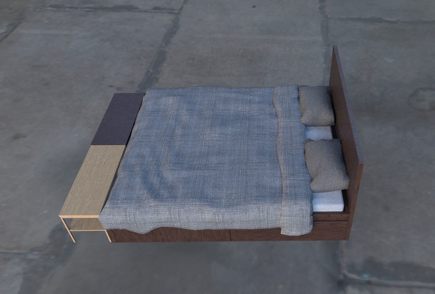 3D model Low Poly Bed with 3 different texture sets VR / AR / low-poly ...