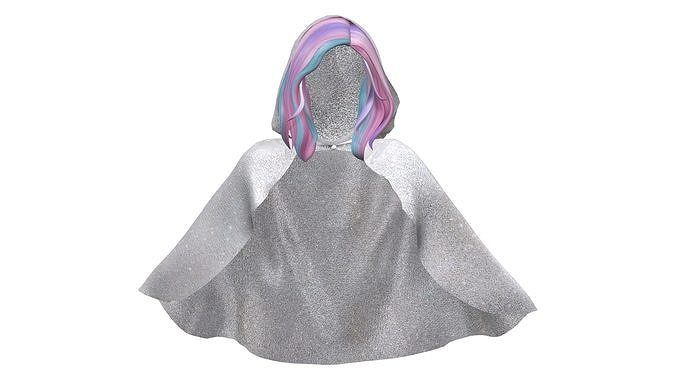 3D model Womens Hooded Cape with Hair VR / AR / low-poly | CGTrader