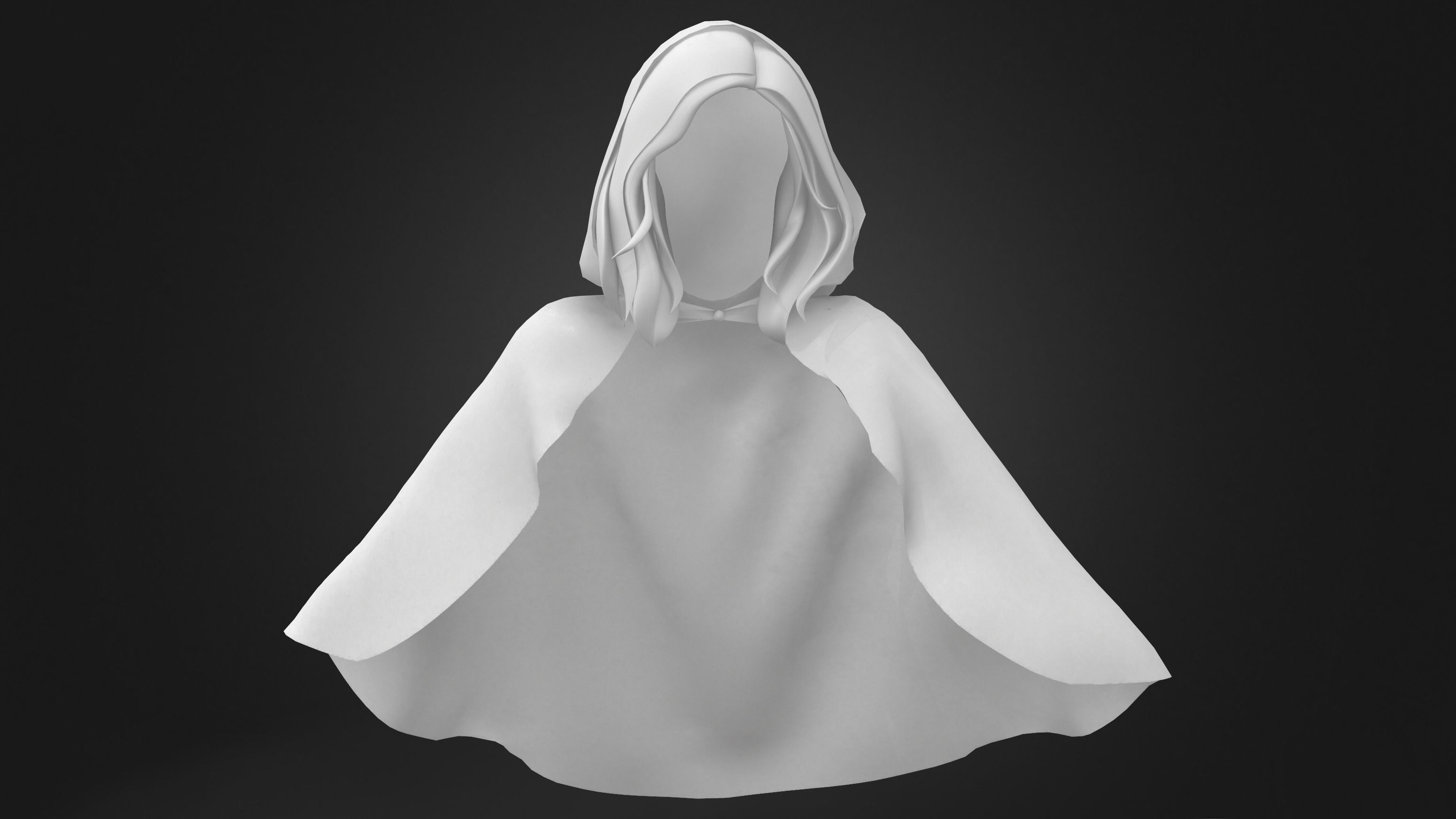 3D model Womens Hooded Cape with Hair VR / AR / low-poly | CGTrader