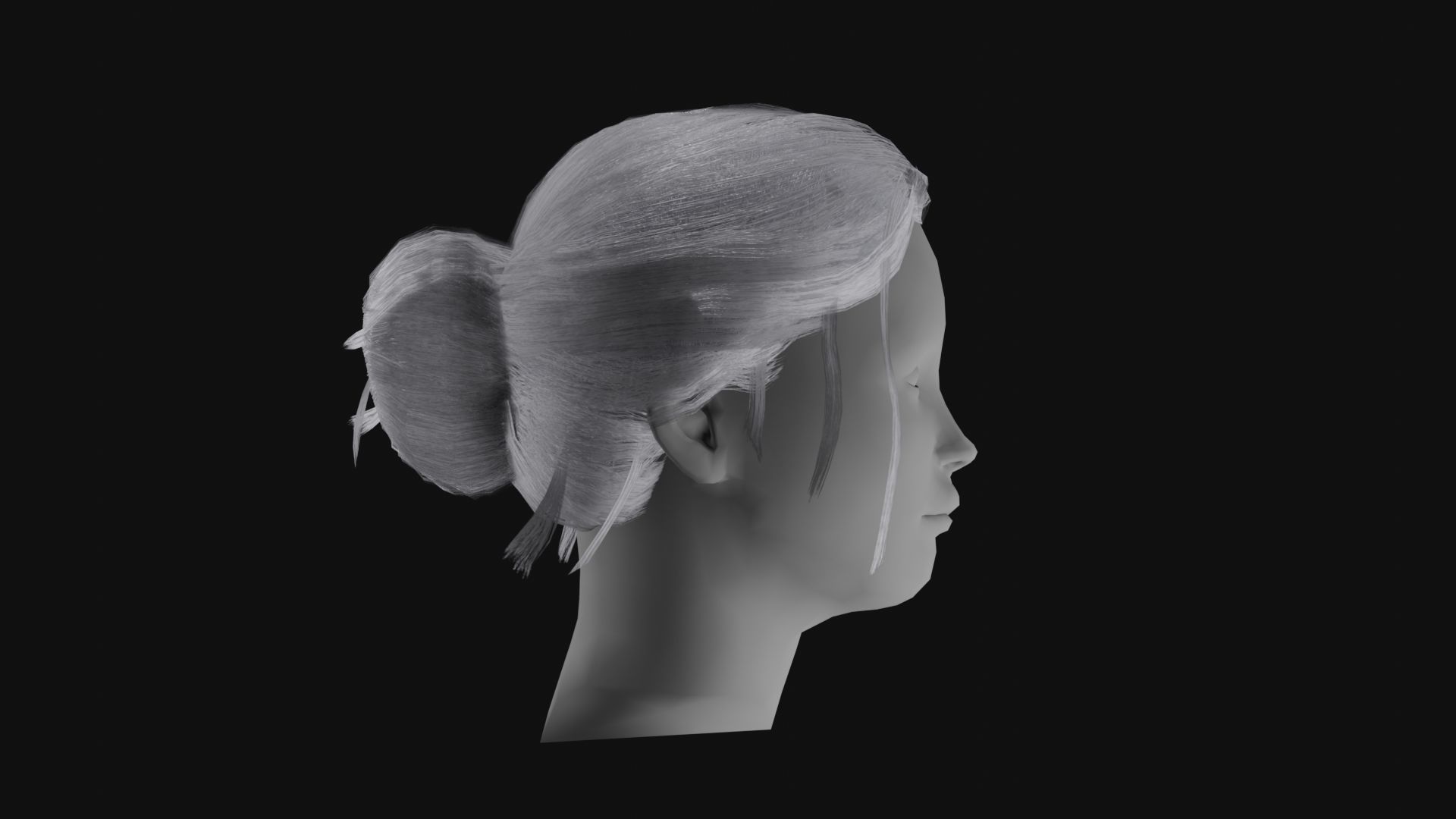 3D model Very Low Poly Realistic Bun Hair VR / AR / low-poly | CGTrader