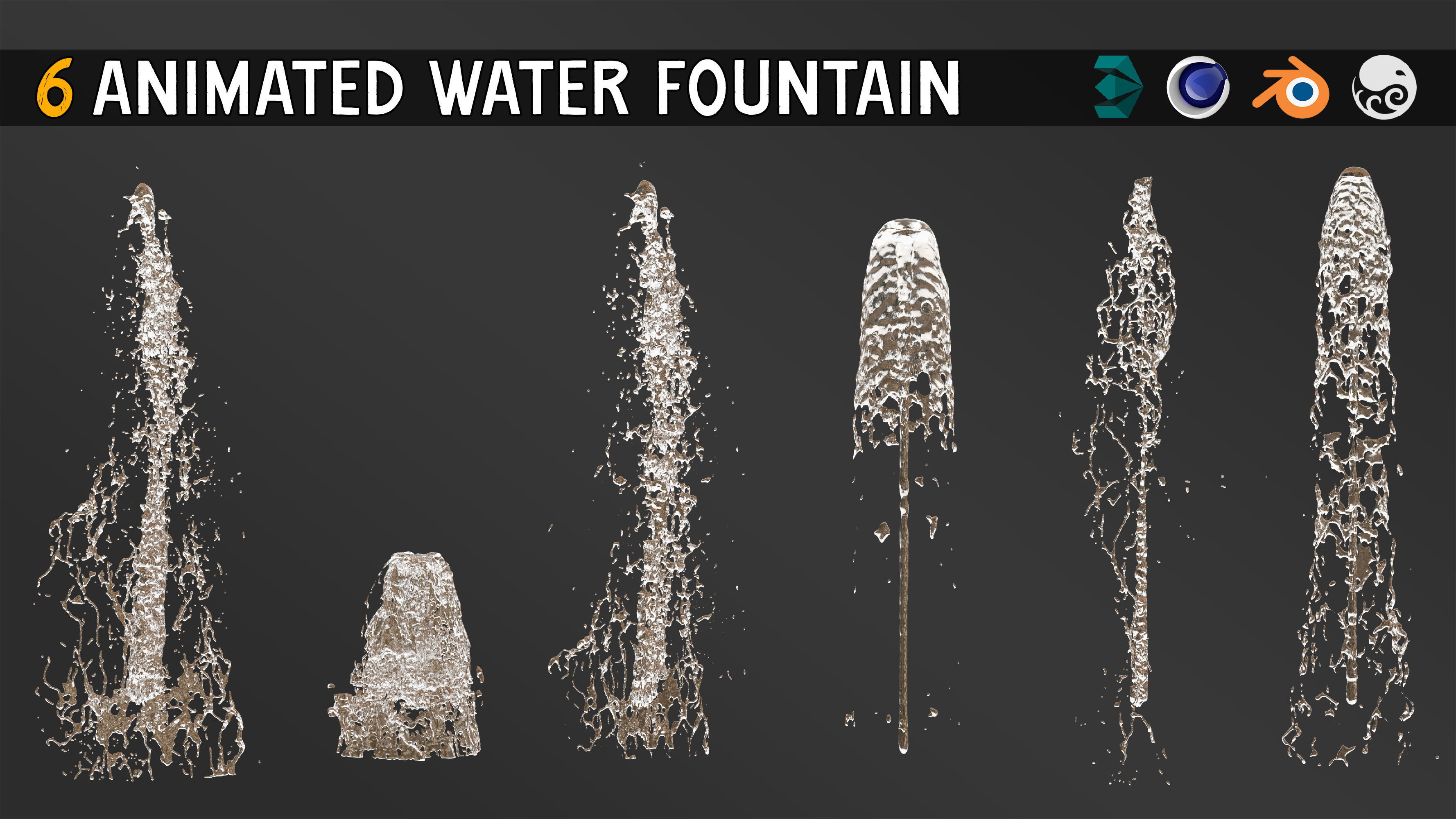6 Animated water Fountain 3D model animated | CGTrader