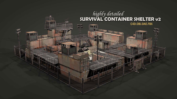 Survival Container Shelter v2 3D model | CGTrader
