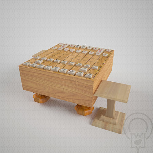 3D model Chess Japanese Shogi - 2 masked - traditional VR / AR / low ...