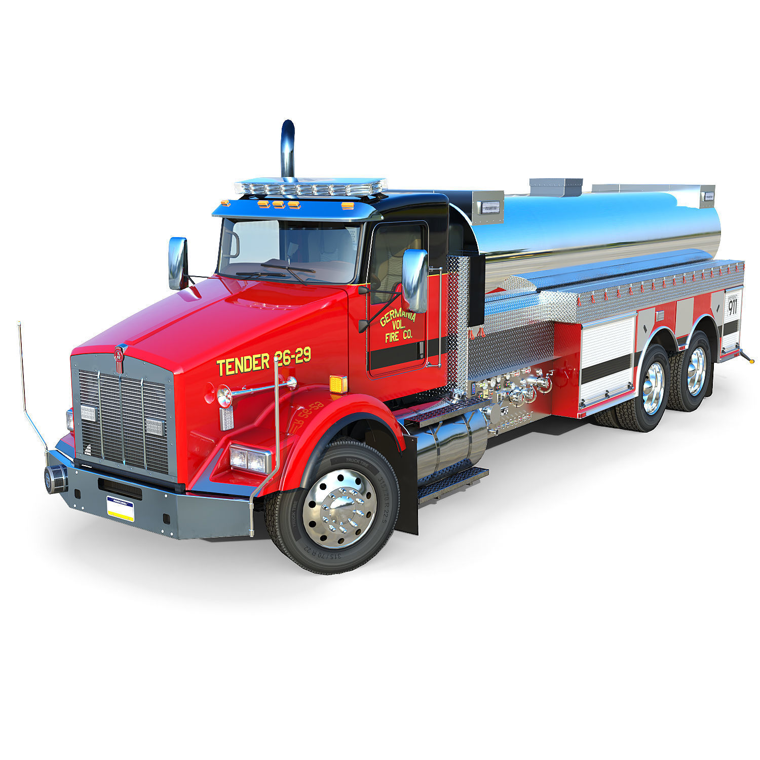 3D model Kenworth T800 Fire tanker truck VR / AR / low-poly | CGTrader
