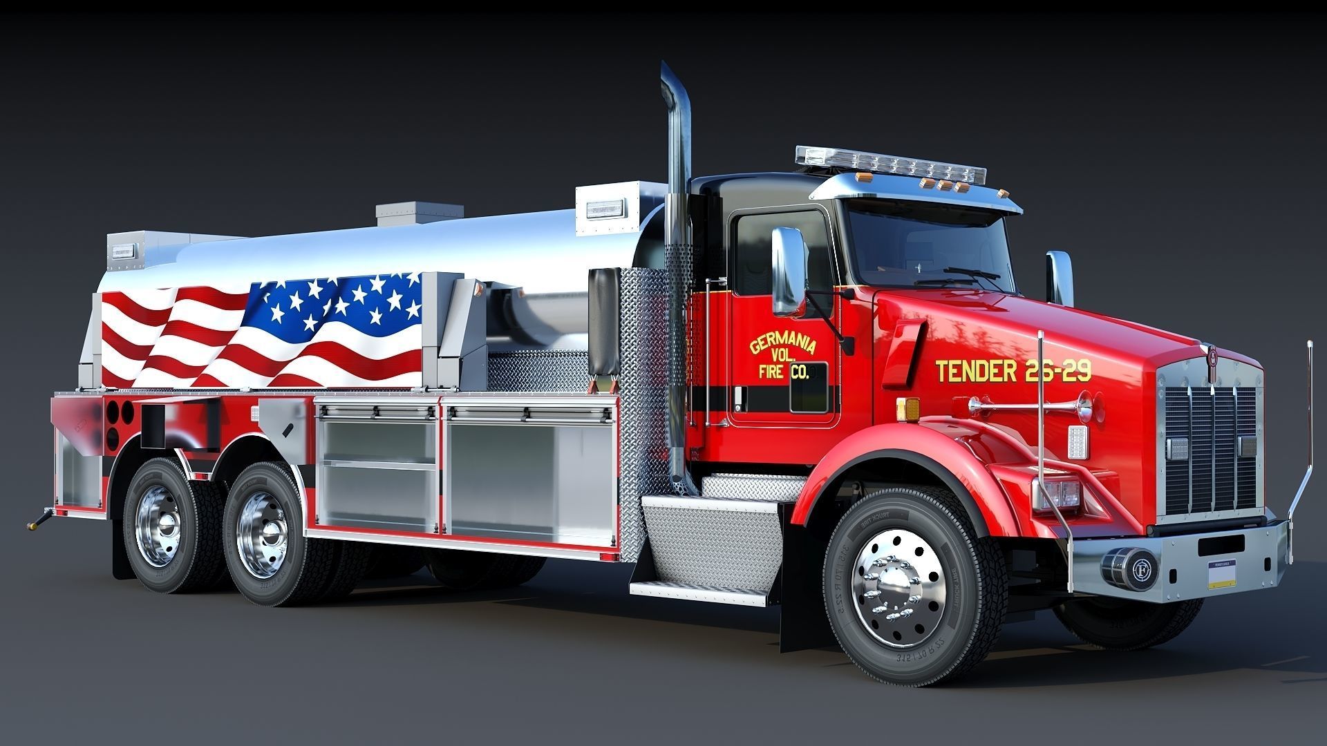 3D model Kenworth T800 Fire tanker truck VR / AR / low-poly | CGTrader