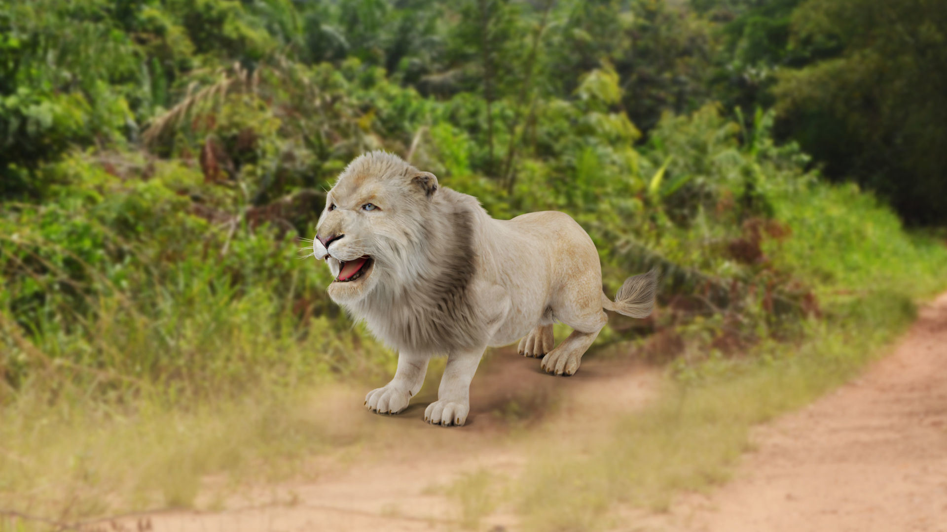 3D model 3D Fur White Lion Rigged and Animation in Blender VR / AR ...