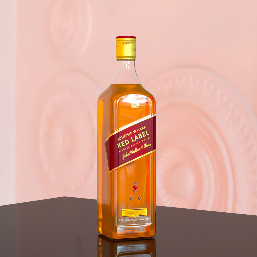3D model Johnnie Walker Red Label Whisky 3D Model VR / AR / low-poly ...