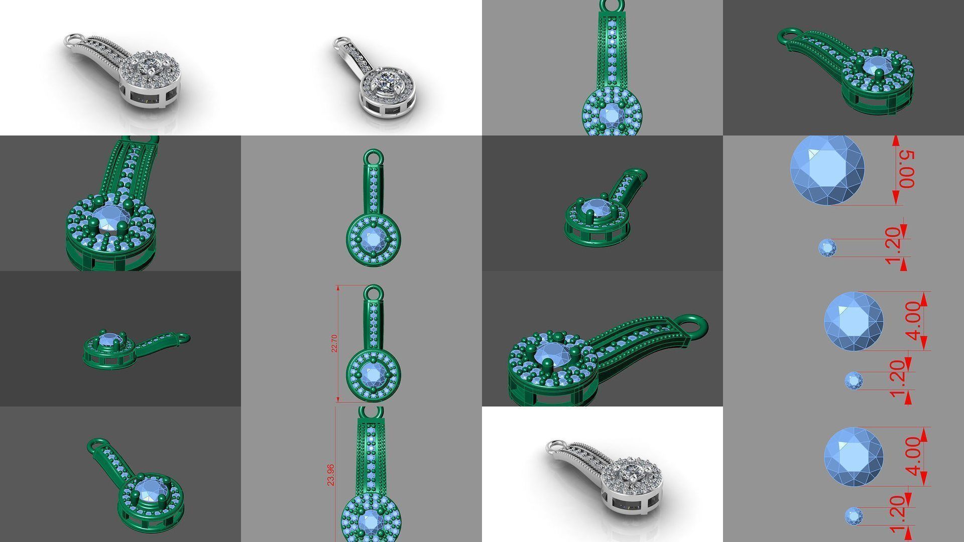 50 Files - STL - 3DM Women Pendant Stone Diamond Printable Model 3D Model Collection | CGTrader