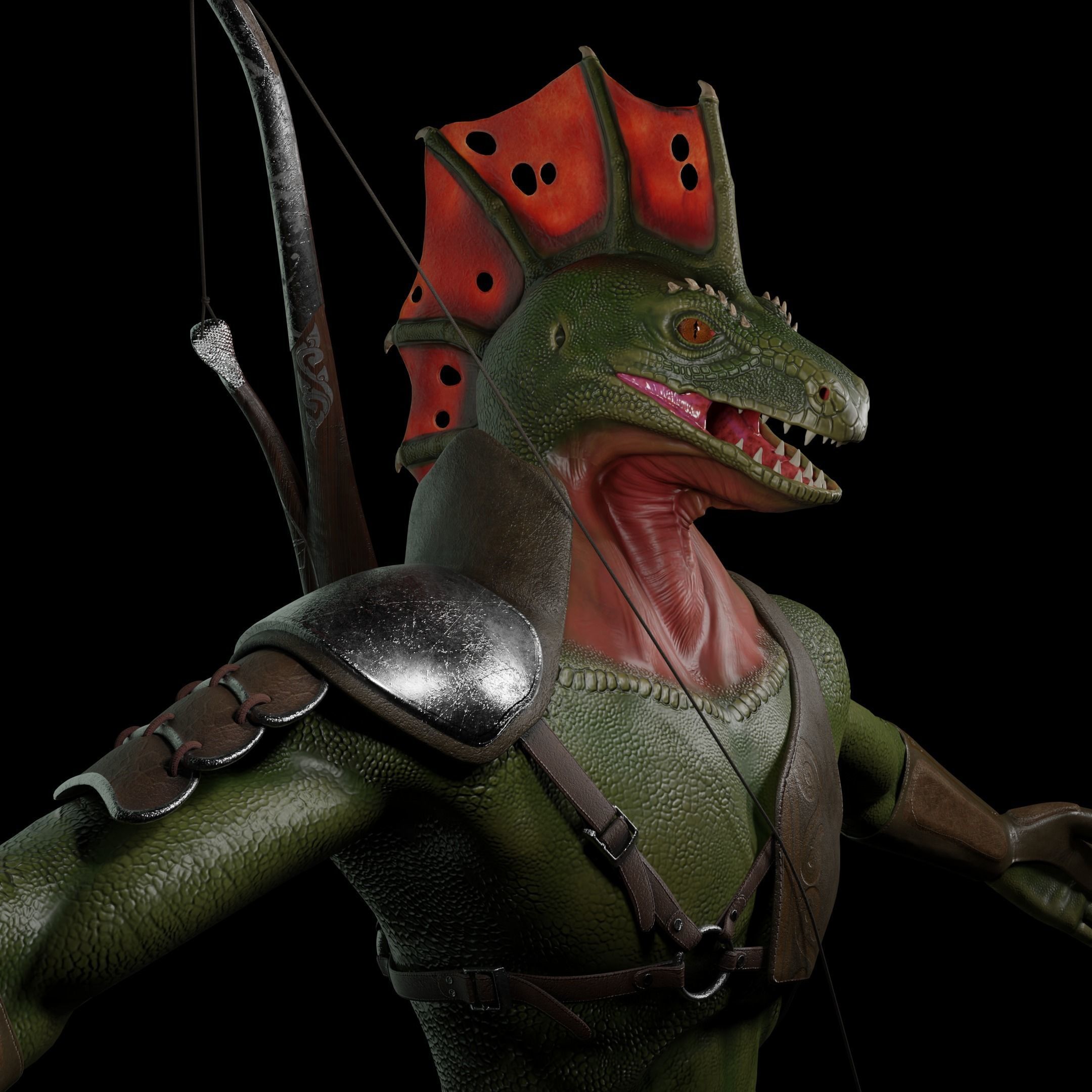 Lizardmen archer 3D model rigged | CGTrader