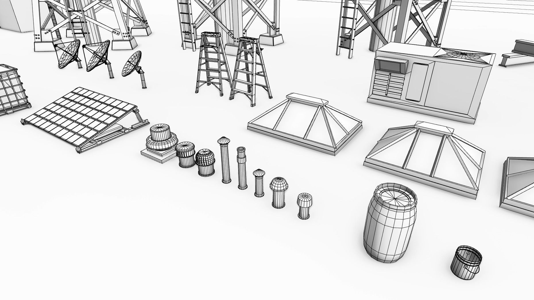 3D model Roof Props Collection VR / AR / low-poly | CGTrader
