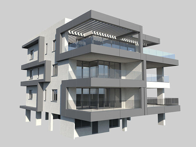 3D model Modern Apartment Building 1 VR / AR / low-poly | CGTrader