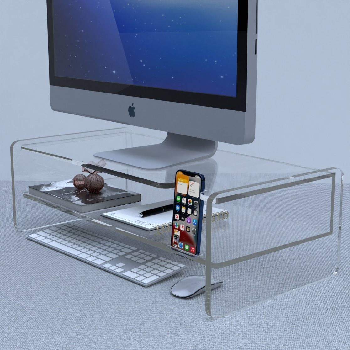 3D model Clear Acrylic Computer Monitor Stand Holder VR / AR / low-poly ...