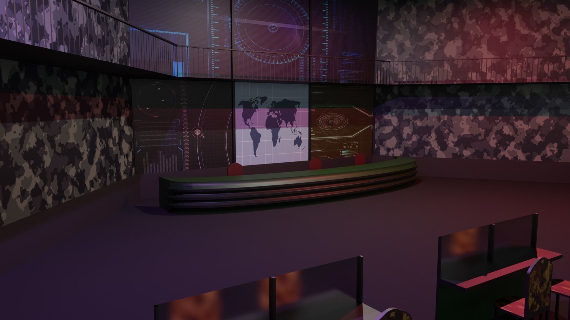 3D model Military Mission Control Center VR / AR / low-poly | CGTrader