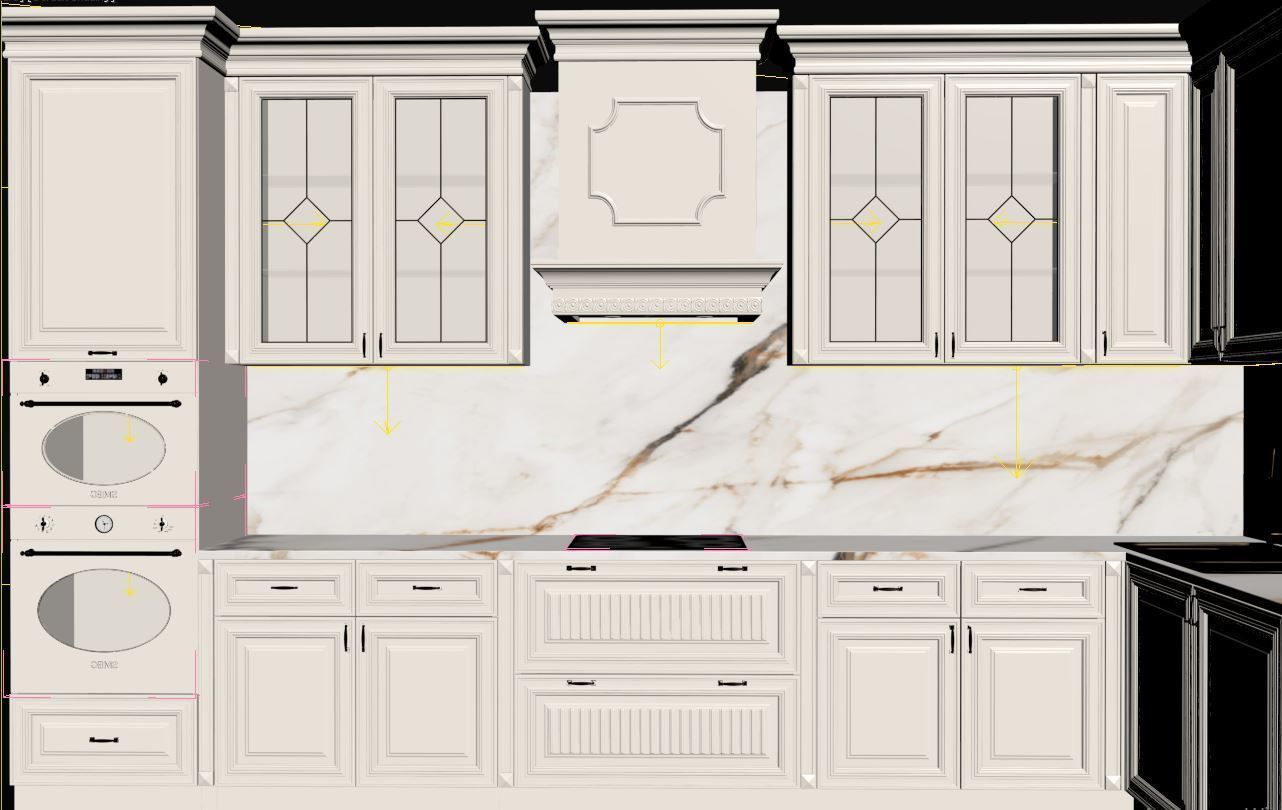 Classic beige ribbed kitchen 3D model | CGTrader