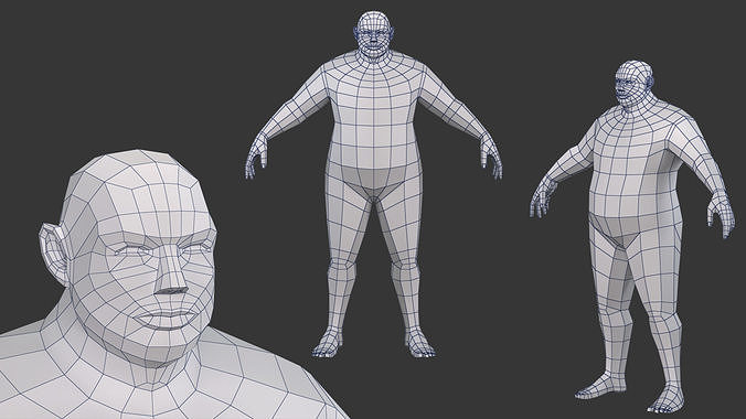 BaseMesh Male Fat 3D model | CGTrader