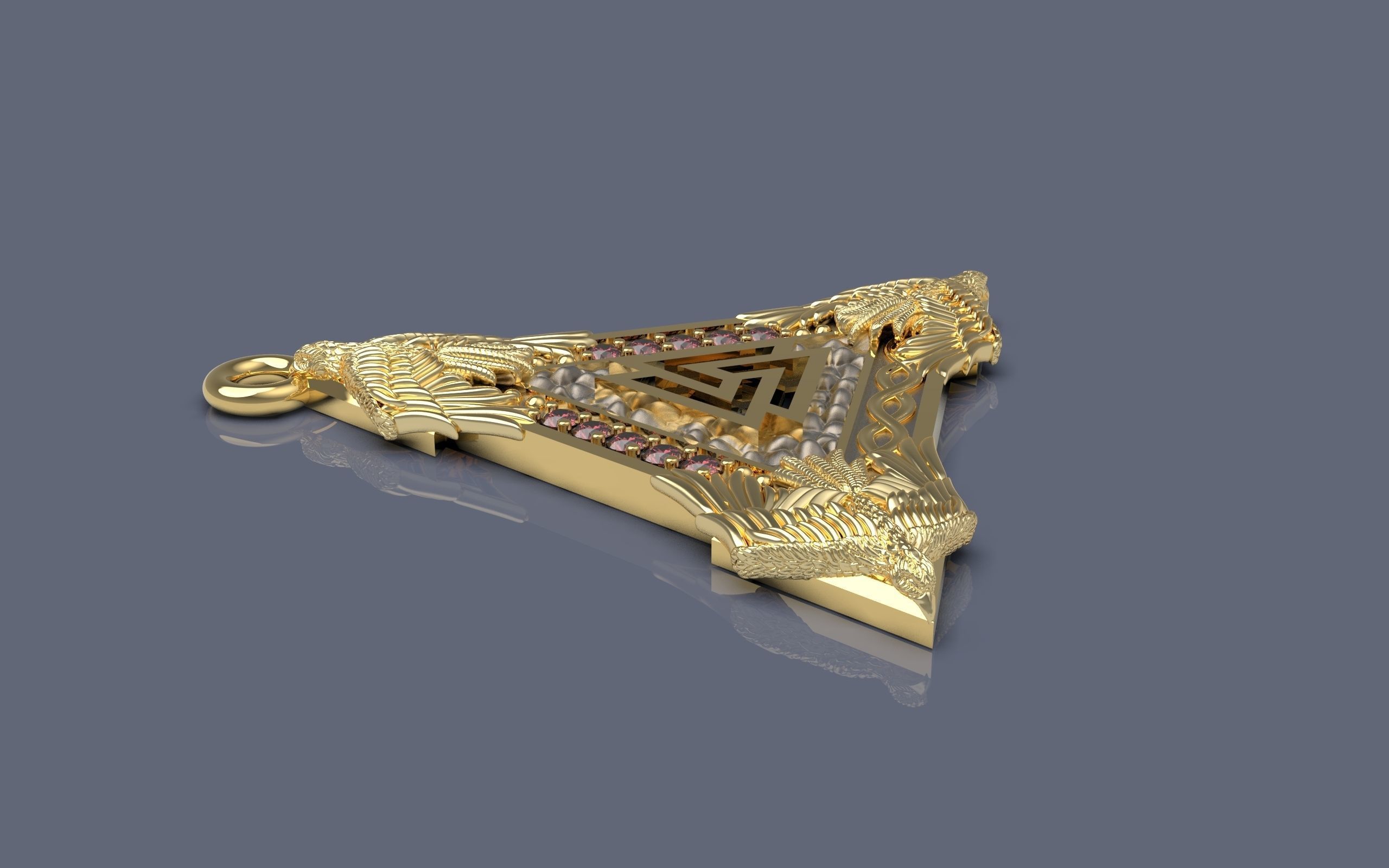 Viking style pendant with ravens and the Odin rune 3D model 3D ...