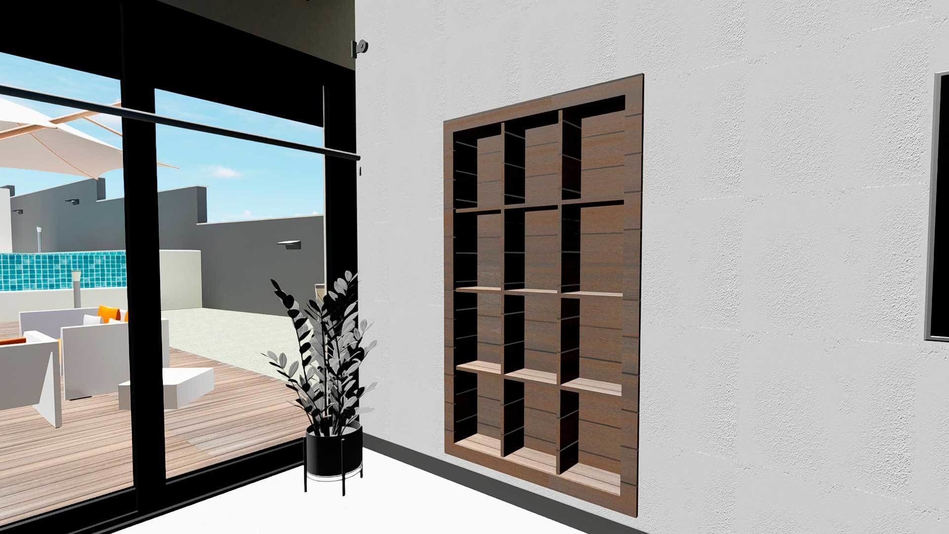 Fitted Bookcase Wall Niche 3D model | CGTrader