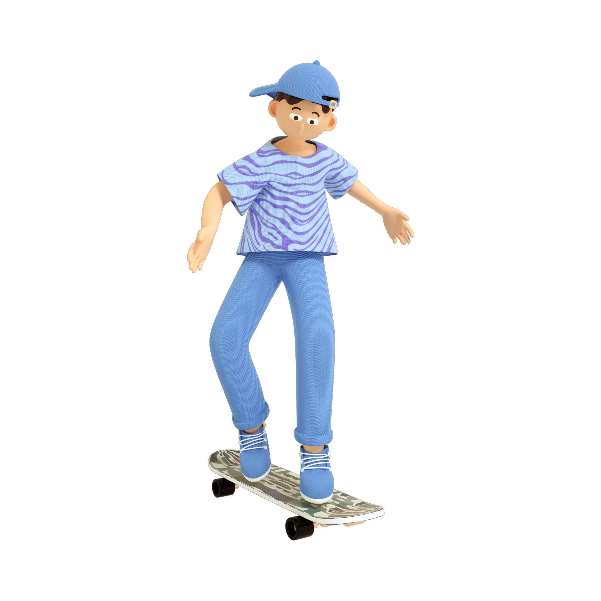 simple and creative skateboard characters 3D model | CGTrader