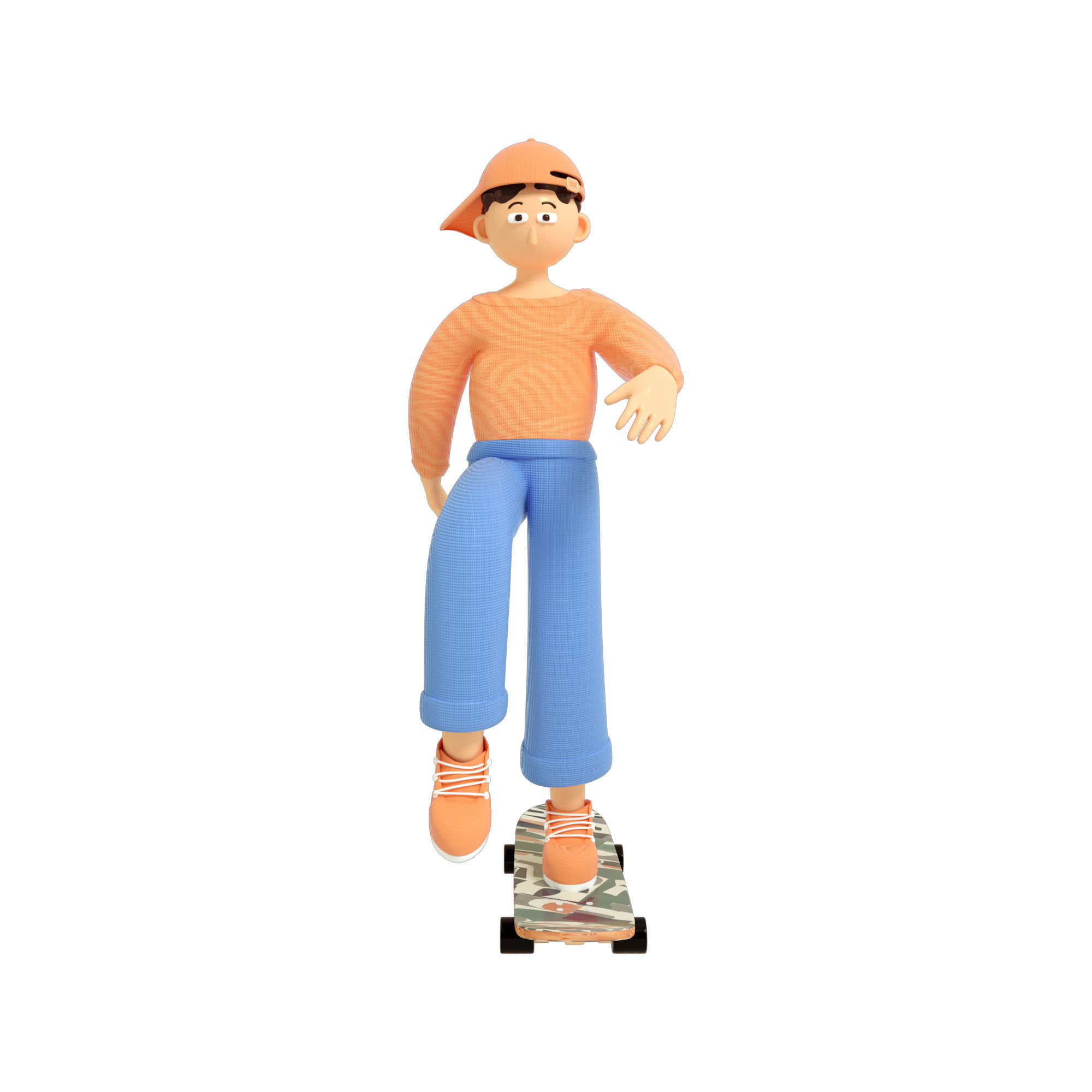 simple and creative skateboard characters 3D model | CGTrader