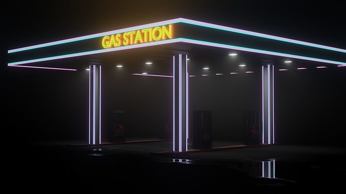Gas station Cyberpunk Style free VR / AR / low-poly 3D model | CGTrader