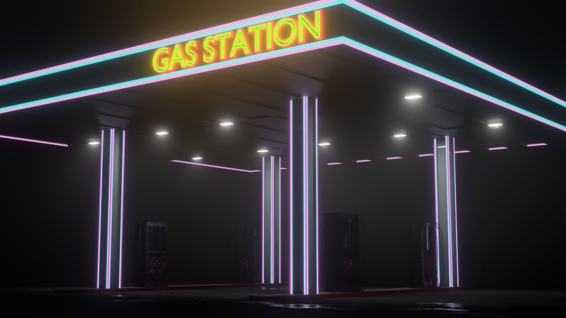 Gas station Cyberpunk Style free VR / AR / low-poly 3D model | CGTrader