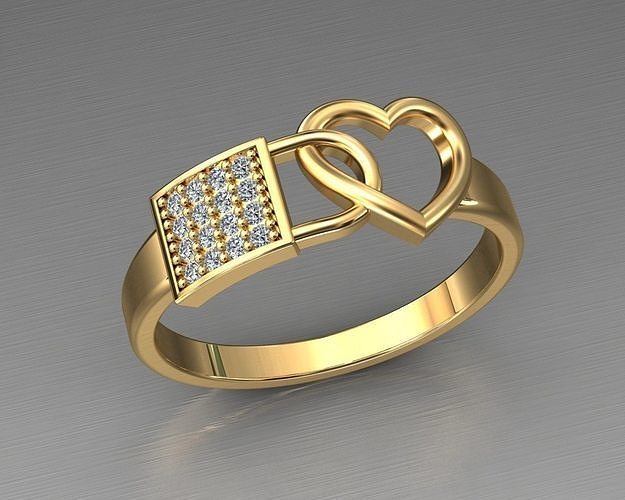 heart ring lock 3D model 3D printable | CGTrader