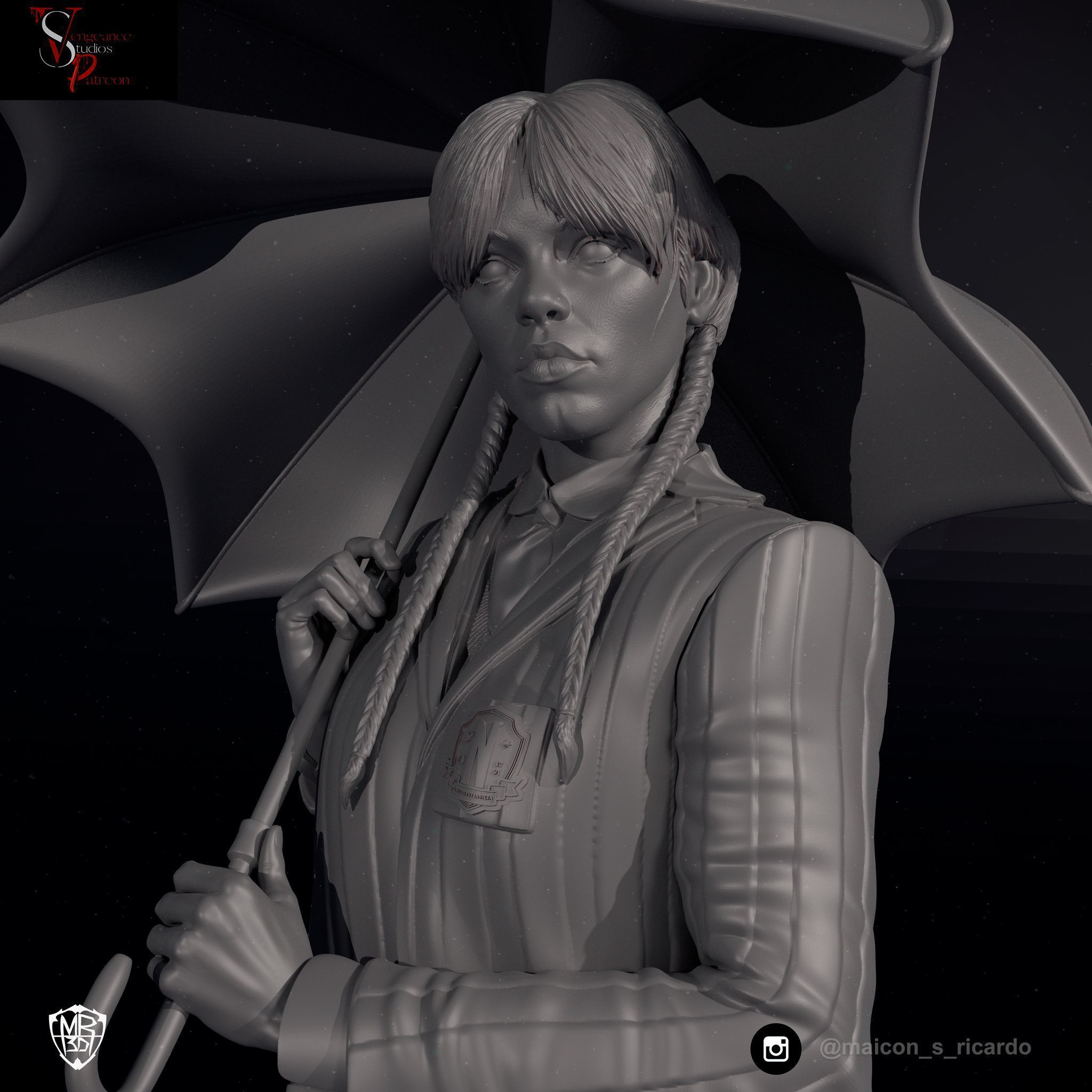 Wednesday Addams 3D model 3D printable | CGTrader