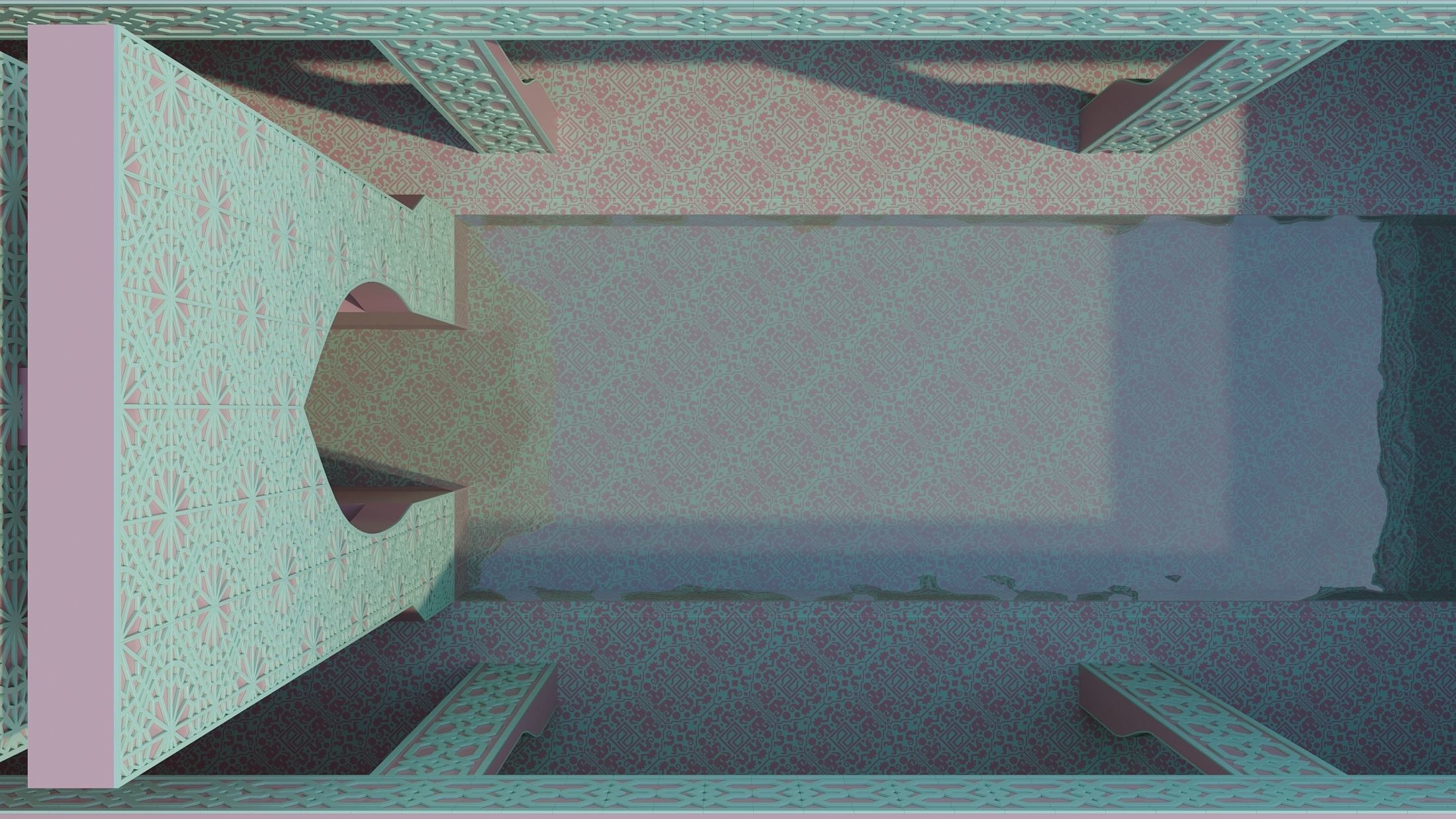 Moroccan-style infinity pool palace 3D model | CGTrader