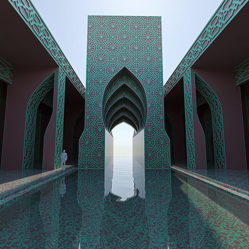 Moroccan-style infinity pool palace 3D model | CGTrader