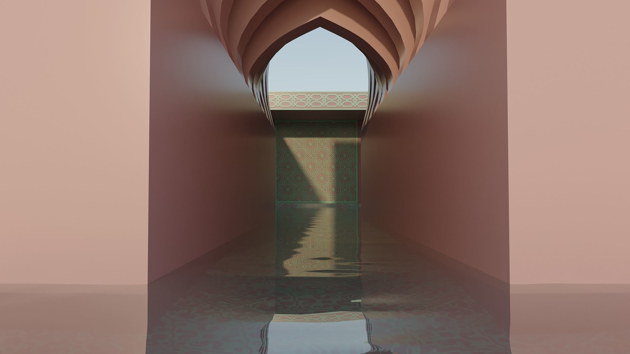 Moroccan-style infinity pool palace 3D model | CGTrader