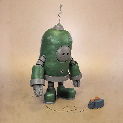 The Greenbot robot with remote control 3D model | CGTrader