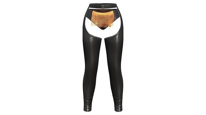 3D model Cowgirl Chaps With Tassels Micro Shorts VR / AR / low-poly ...