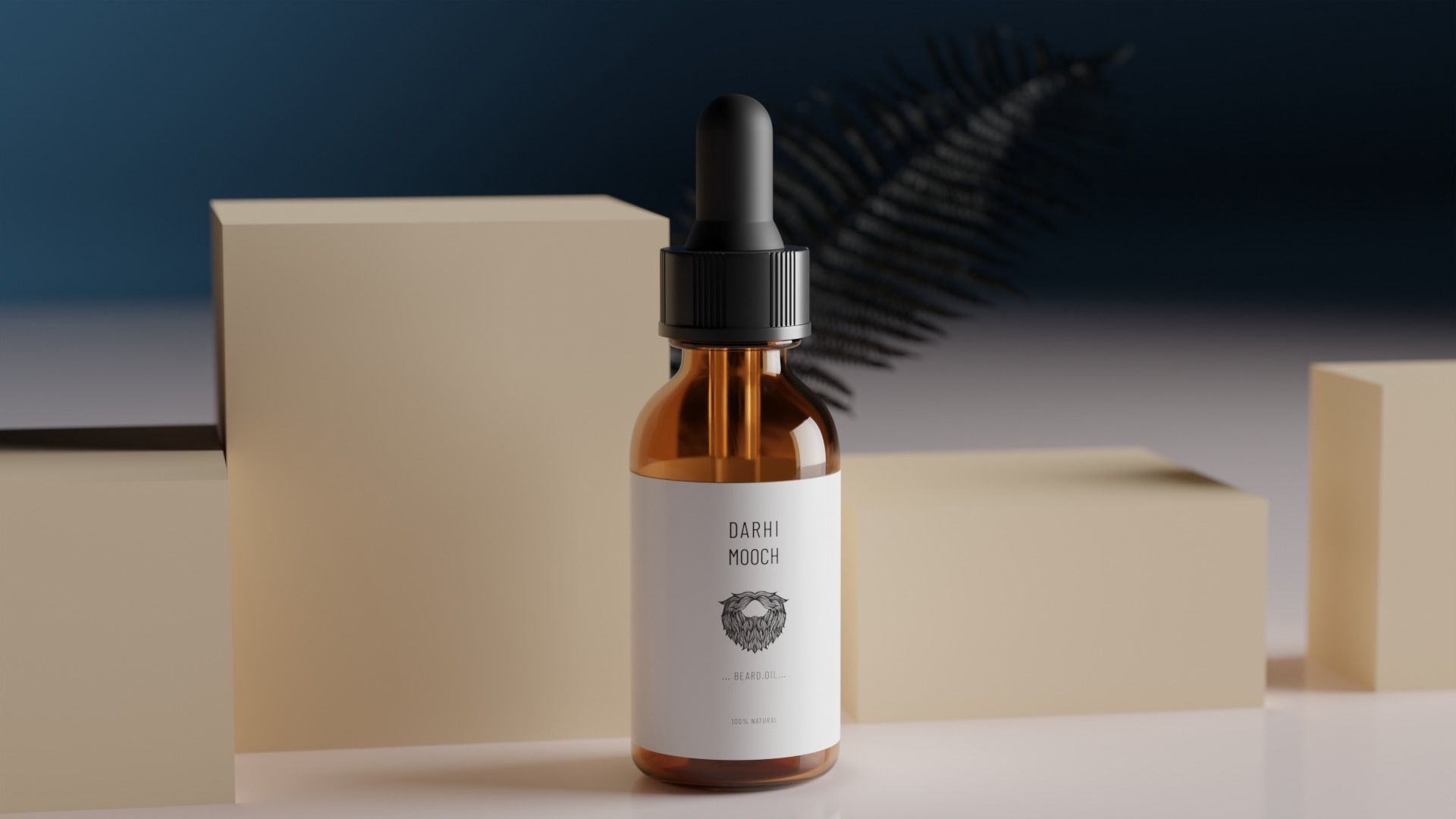 Beard Oil Dropper Glass Bottle with Rubber Plastic Cap Cosmetic 3D ...