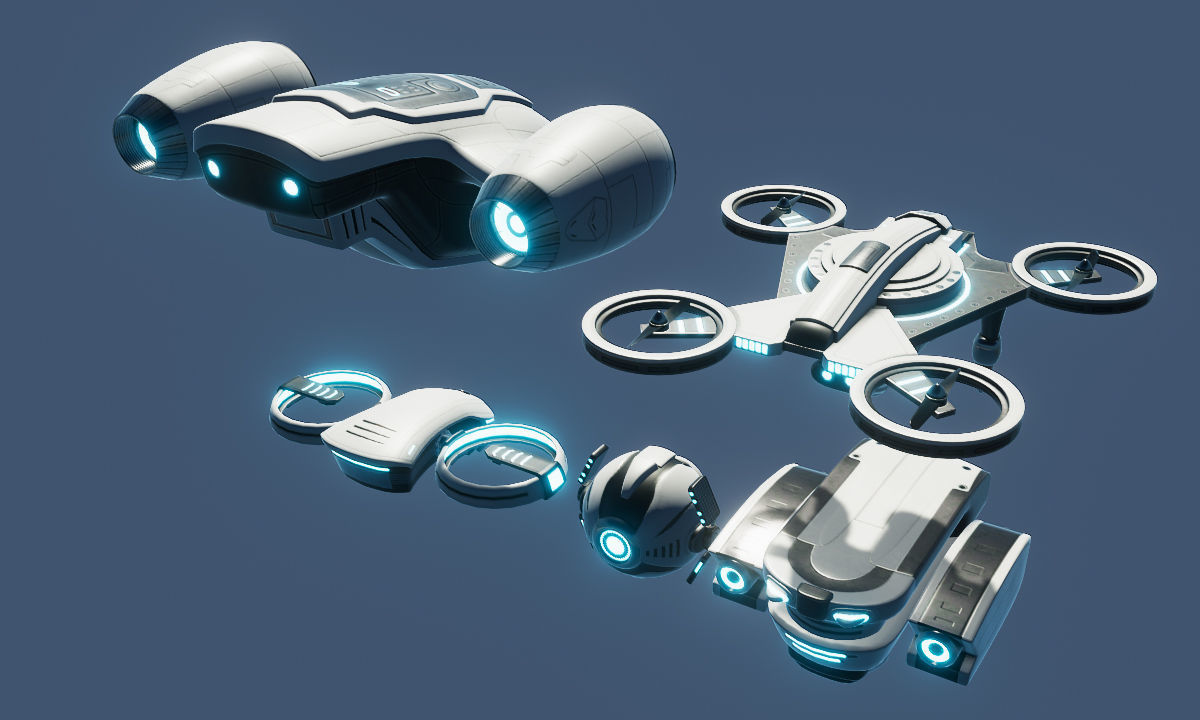 3D Model Collection Sci Fi Drones VR / AR / low-poly | CGTrader