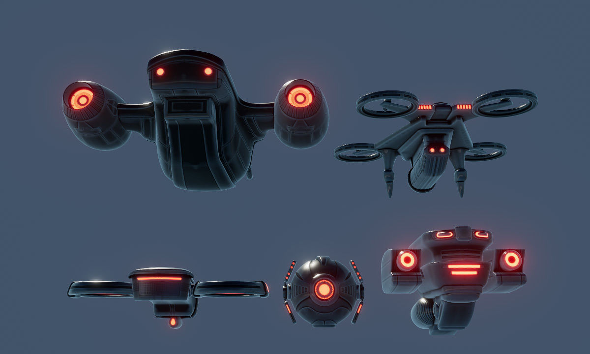 3D Model Collection Sci Fi Drones VR / AR / low-poly | CGTrader
