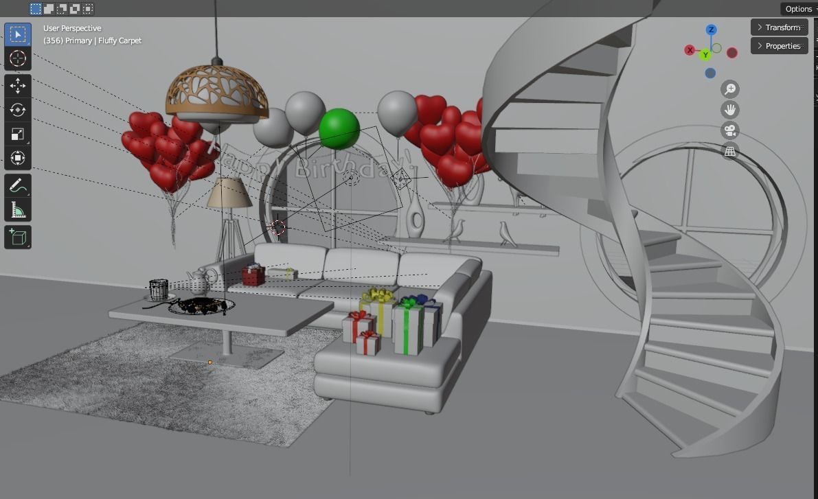 Birthday Party room with simple animation 3D model animated | CGTrader