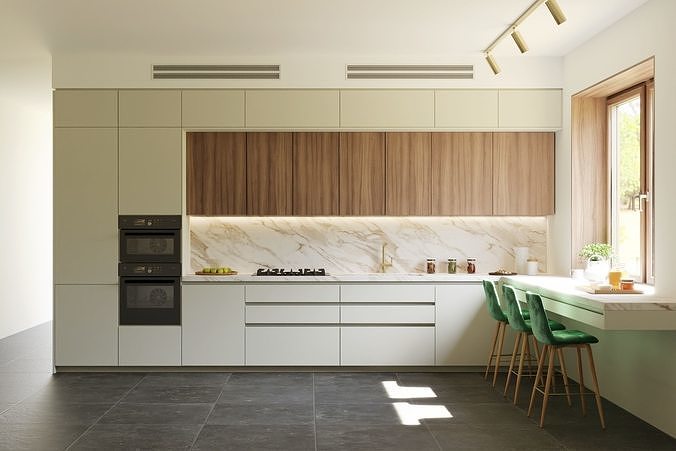 Modern L-Shape Kitchen 3D model | CGTrader