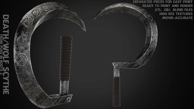 Puss in the Boots 2 Death Wolf Scythe for Cosplay 3D model 3D printable ...