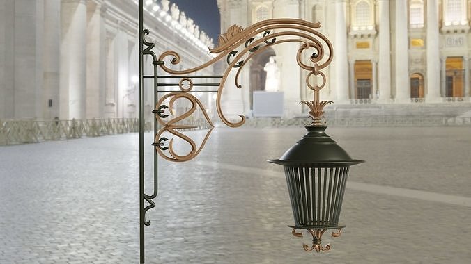 Wrought street lamp retro iron work 3D model | CGTrader